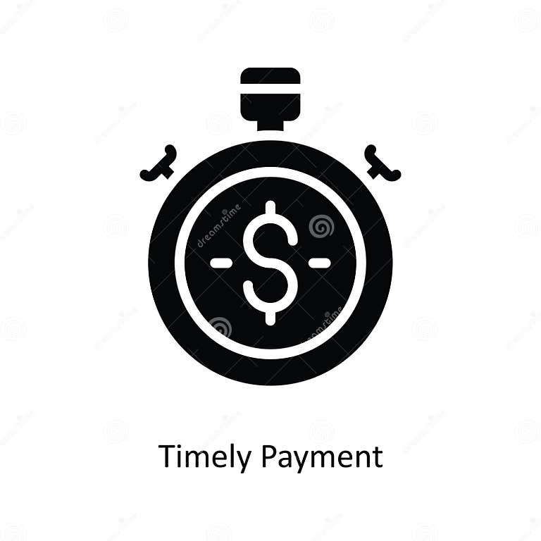 Timely Payment Vector Solid Icon Design Illustration. Bank Symbol on ...