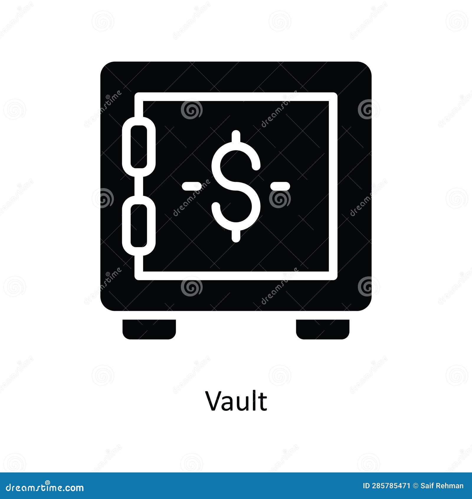 Vault Vector Solid Icon Design Illustration. Bank Symbol on White ...