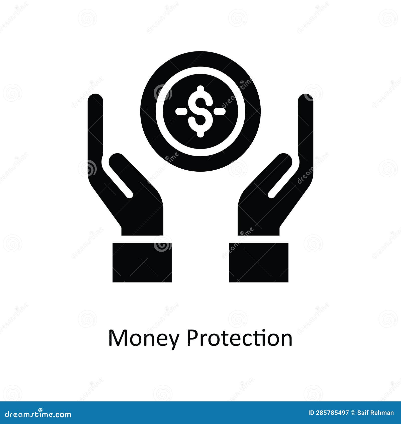 Money Protection Vector Solid Icon Design Illustration. Bank Symbol on ...