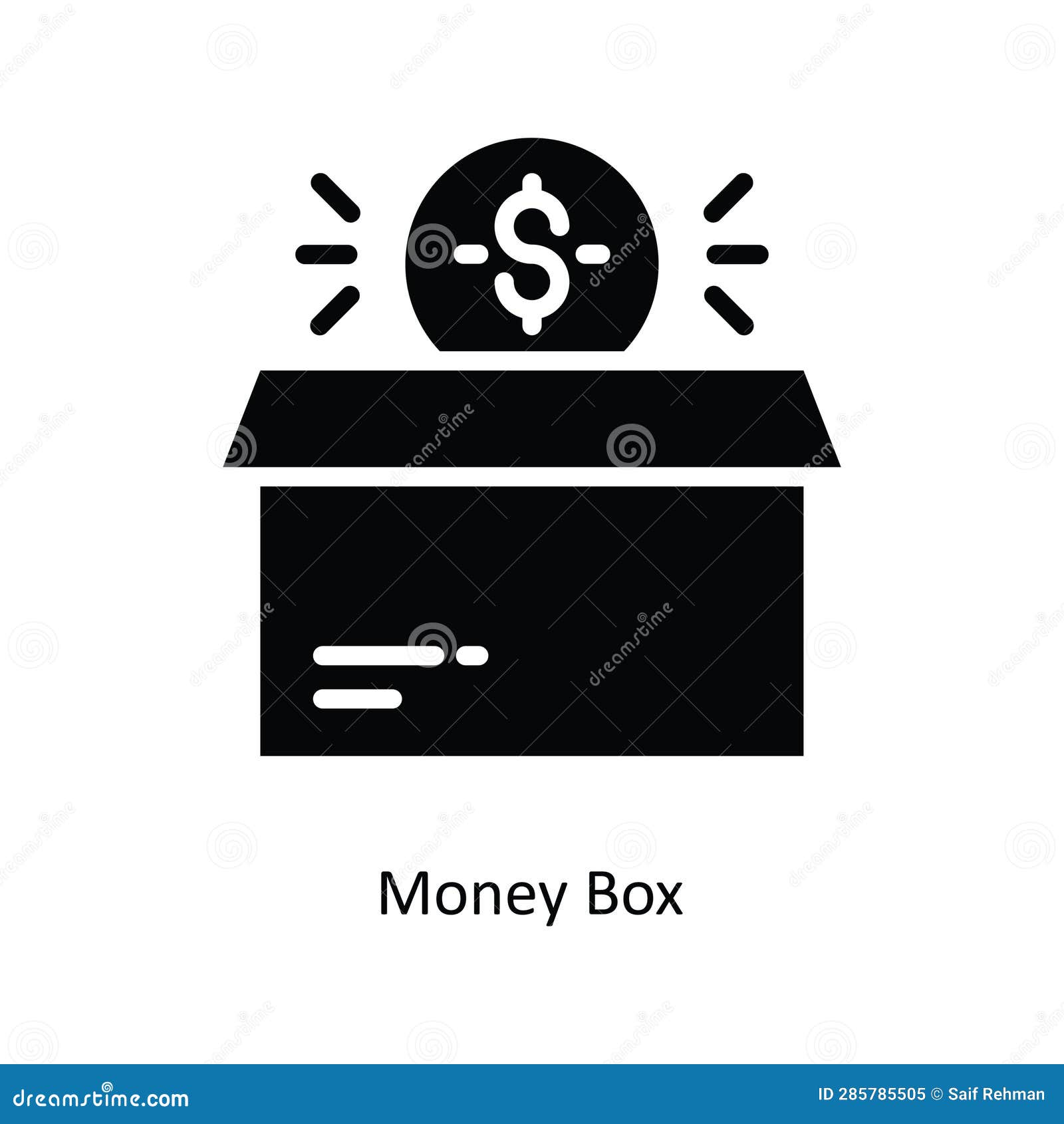 Money Box Vector Solid Icon Design Illustration. Bank Symbol on White ...