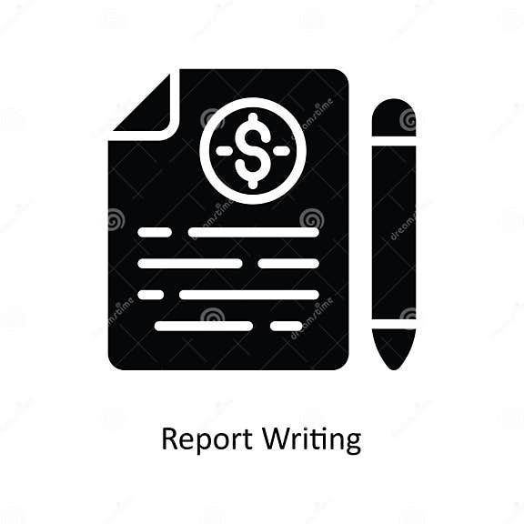 Report Writing Vector Solid Icon Design Illustration. Bank Symbol on ...