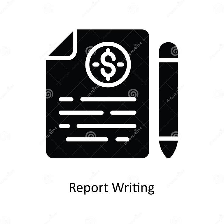 Report Writing Vector Solid Icon Design Illustration. Bank Symbol on ...