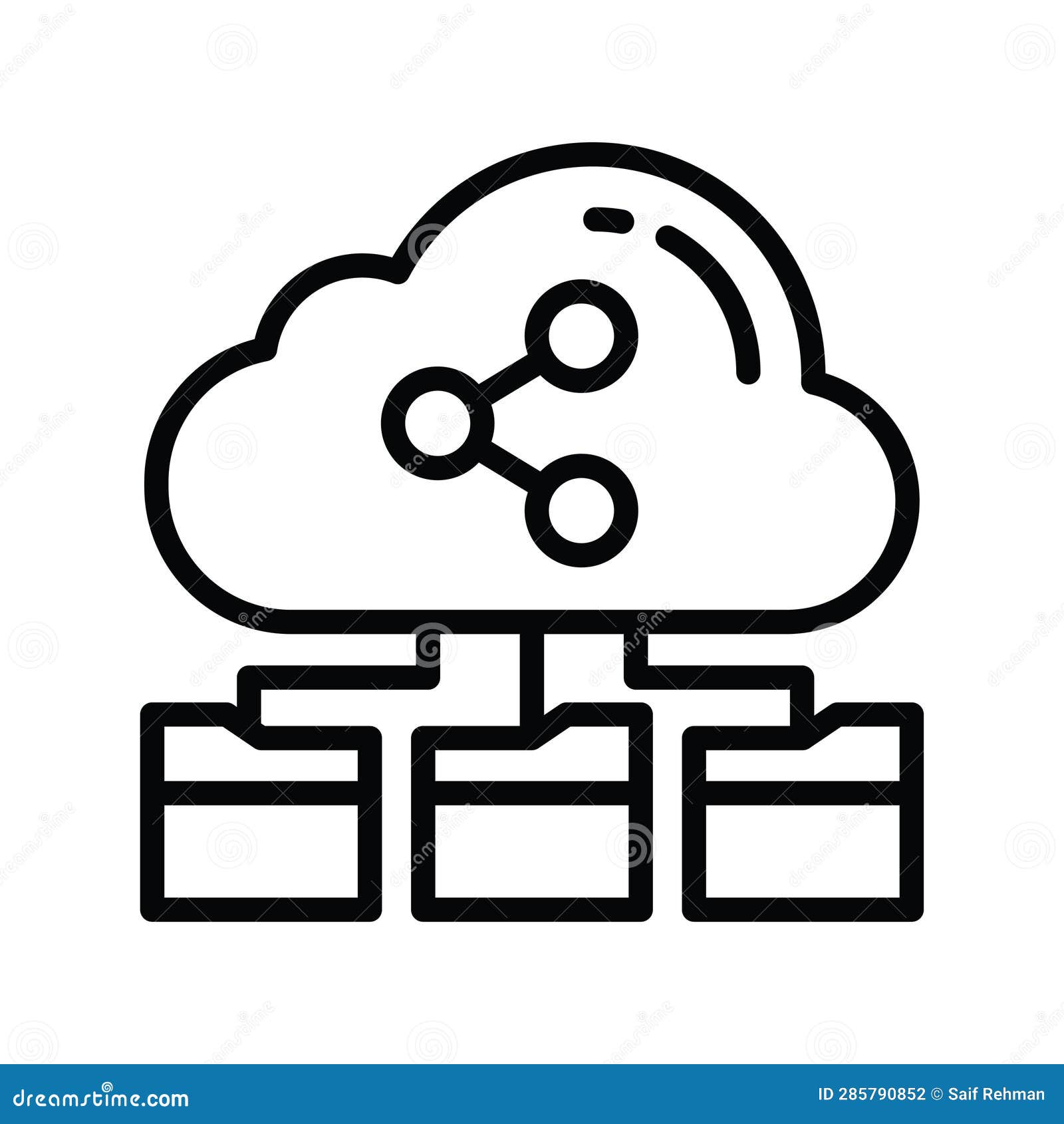 Cloud Share Vector Outline Icon Design Illustration. Cloud Computing Symbol on White Background ...