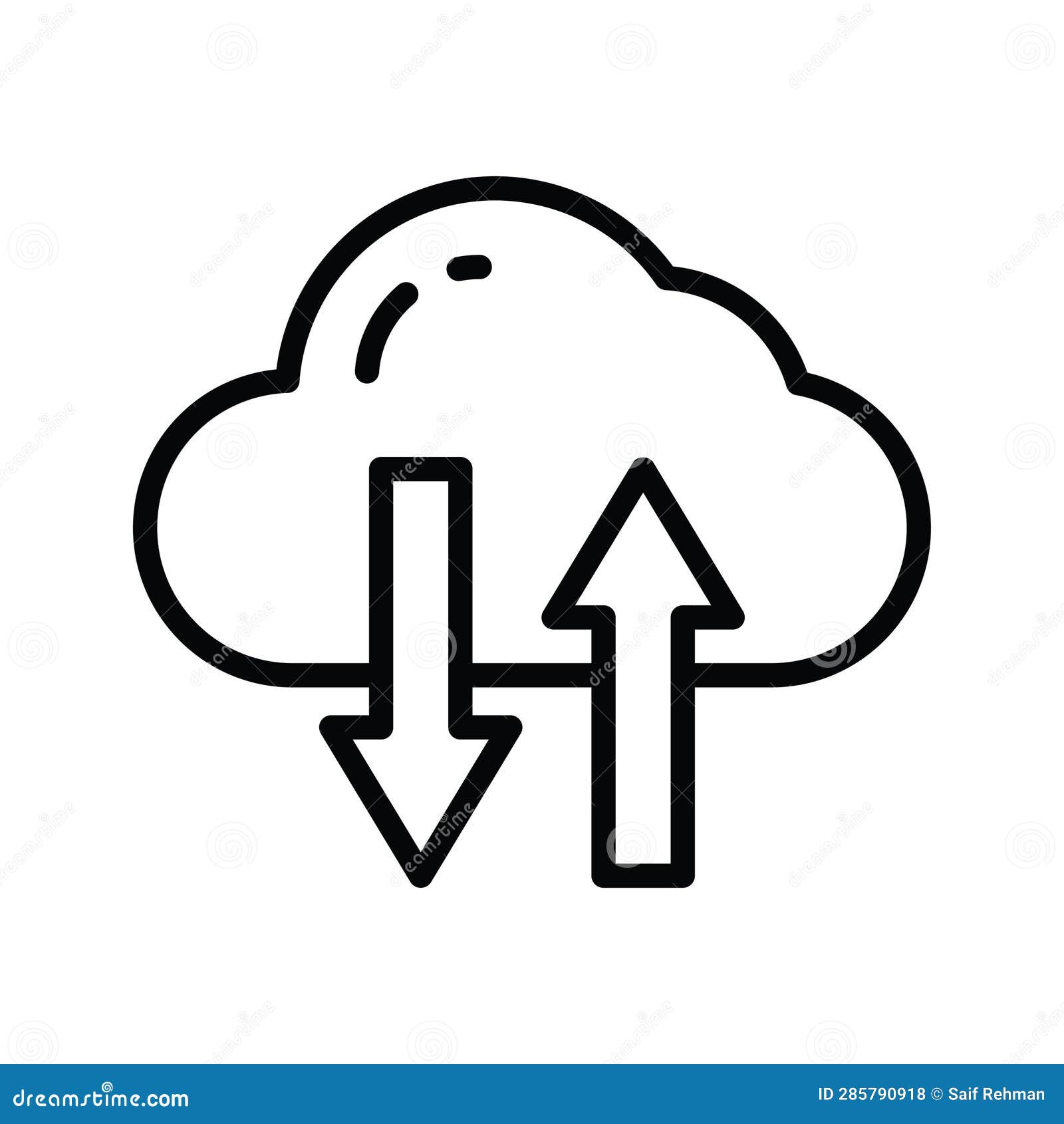 Cloud Transfer Vector Outline Icon Design Illustration. Cloud Computing Symbol on White ...