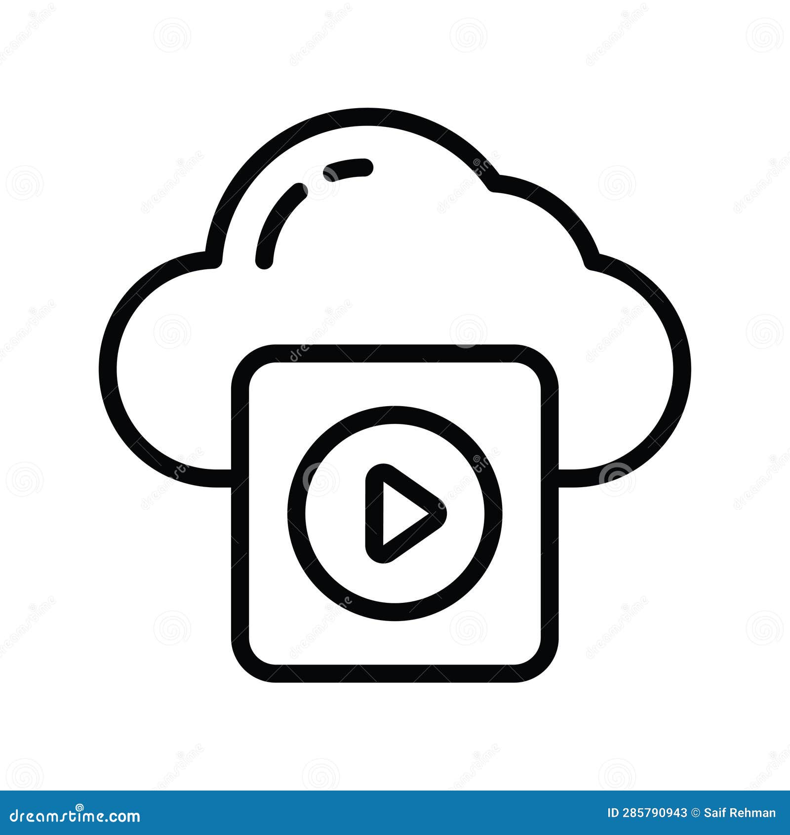 Cloud Video Vector Outline Icon Design Illustration. Cloud Computing ...