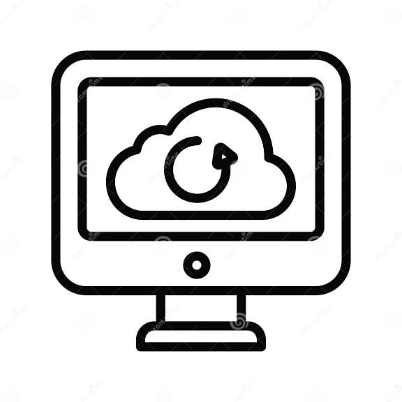 Folder Syncing Vector Outline Icon Design Illustration. Cloud Computing Symbol on White ...