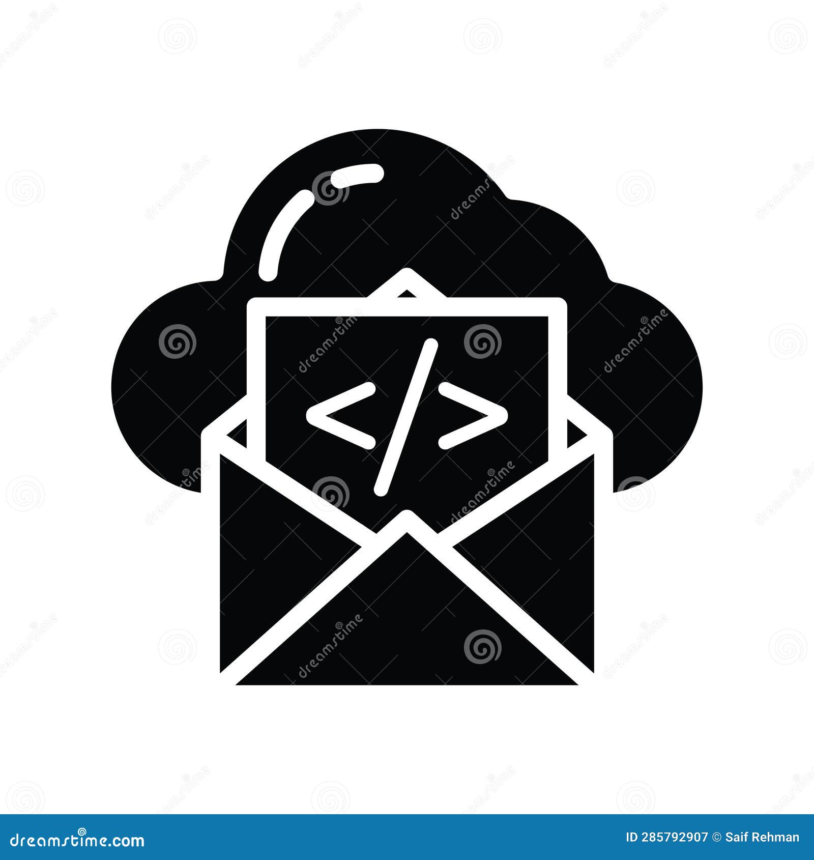 Cloud Mail Vector Solid Icon Design Illustration. Cloud Computing ...