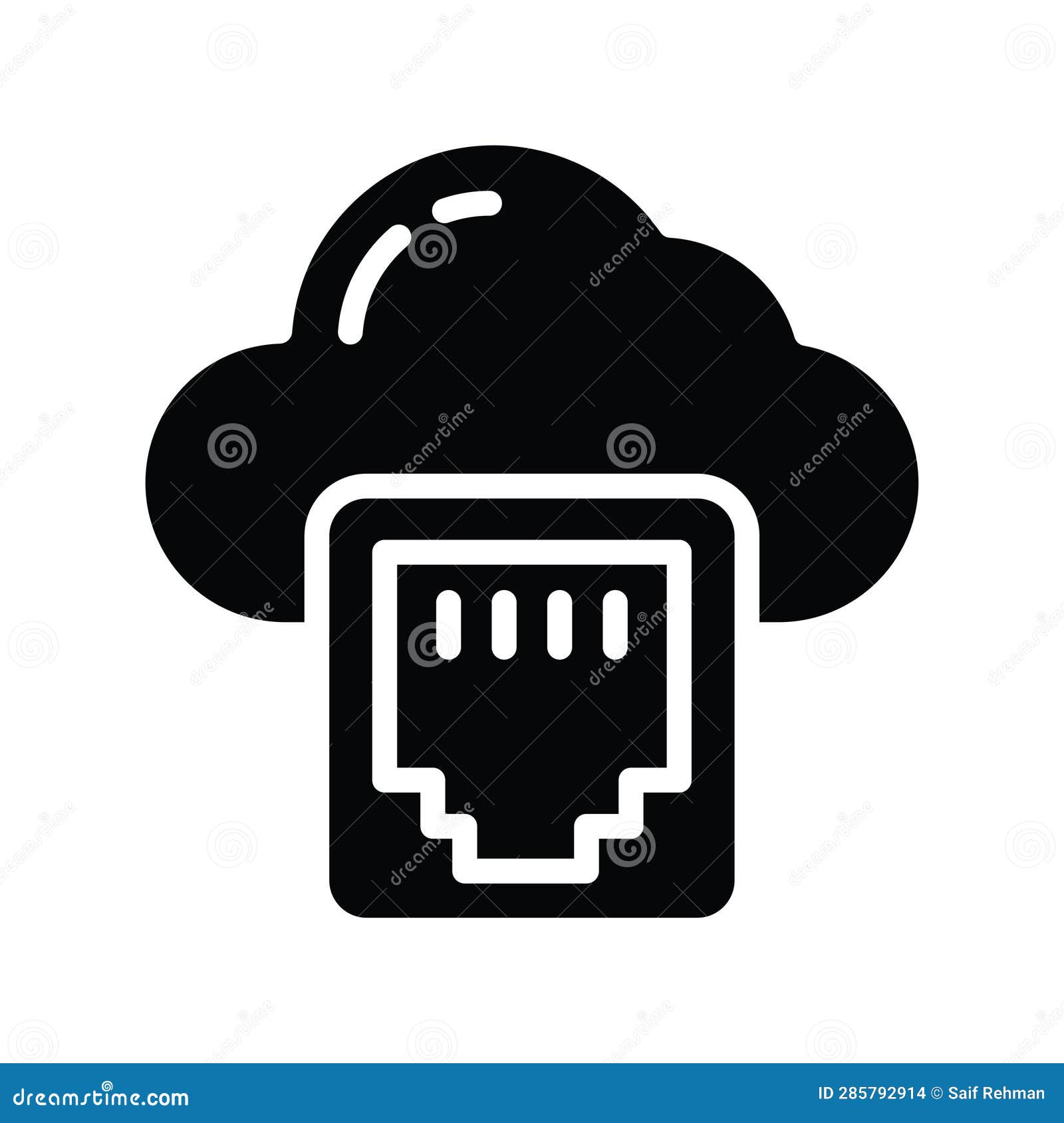 Cloud Port Vector Solid Icon Design Illustration. Cloud Computing ...