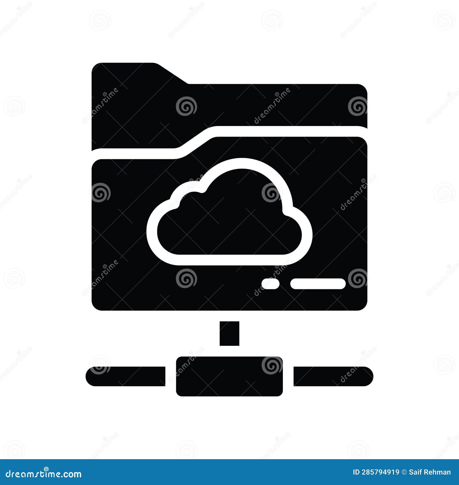 Cloud Folder Vector Solid Icon Design Illustration. Cloud Computing ...