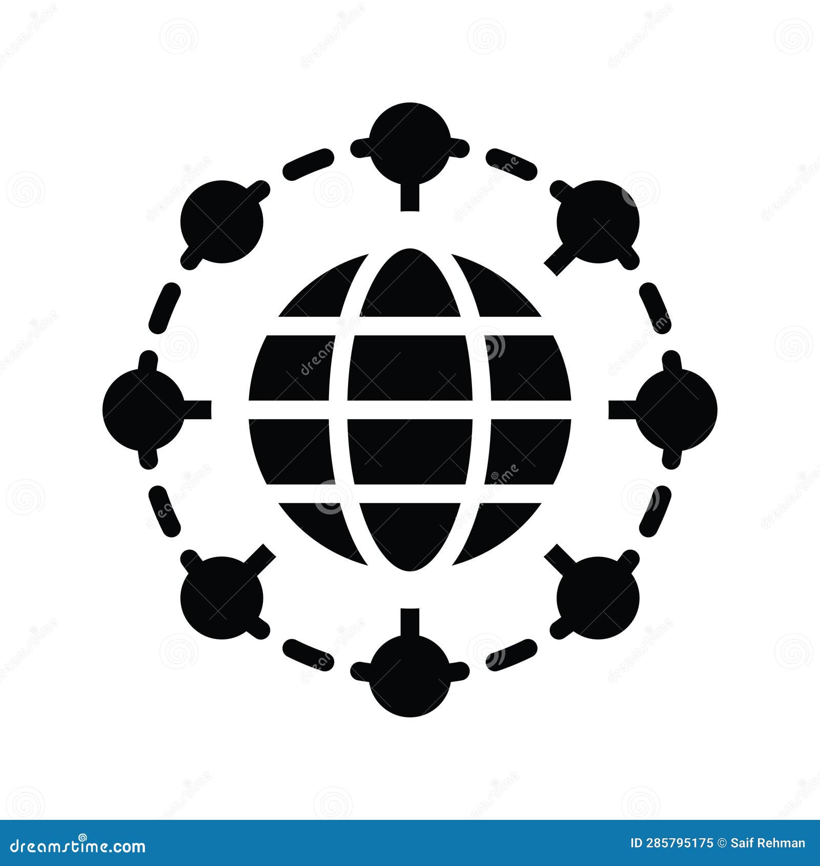 Worldwide Network Vector Solid Icon Design Illustration. Cloud ...