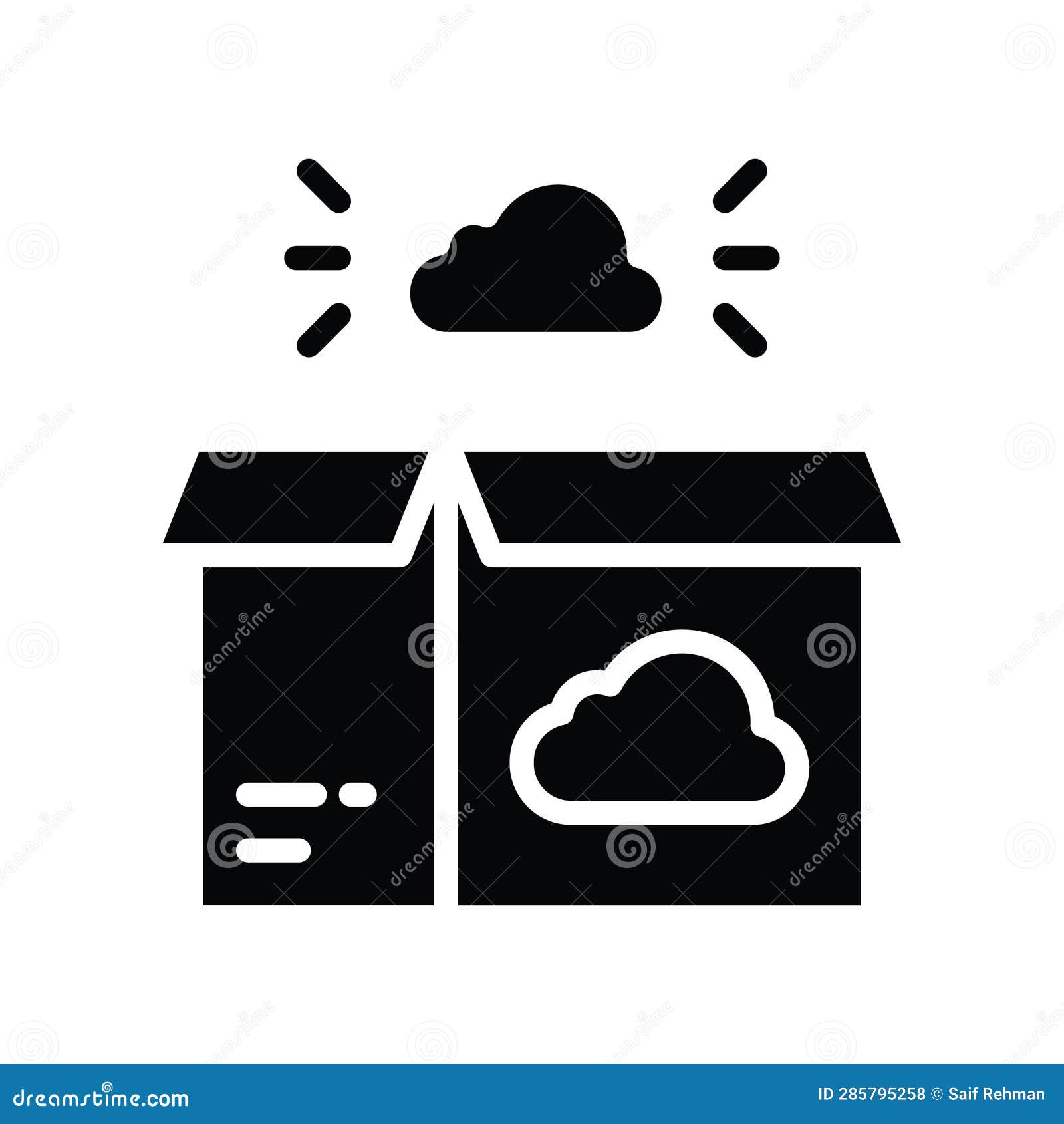Cloud Box Vector Solid Icon Design Illustration. Cloud Computing Symbol ...