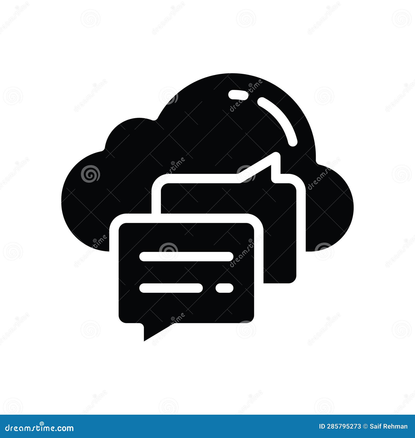 Cloud Chat Vector Solid Icon Design Illustration. Cloud Computing ...