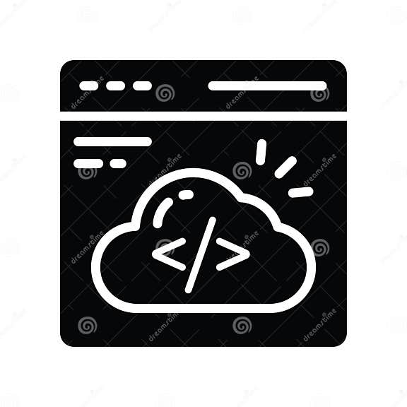 Cloud Coding Vector Solid Icon Design Illustration. Cloud Computing Symbol on White Background ...