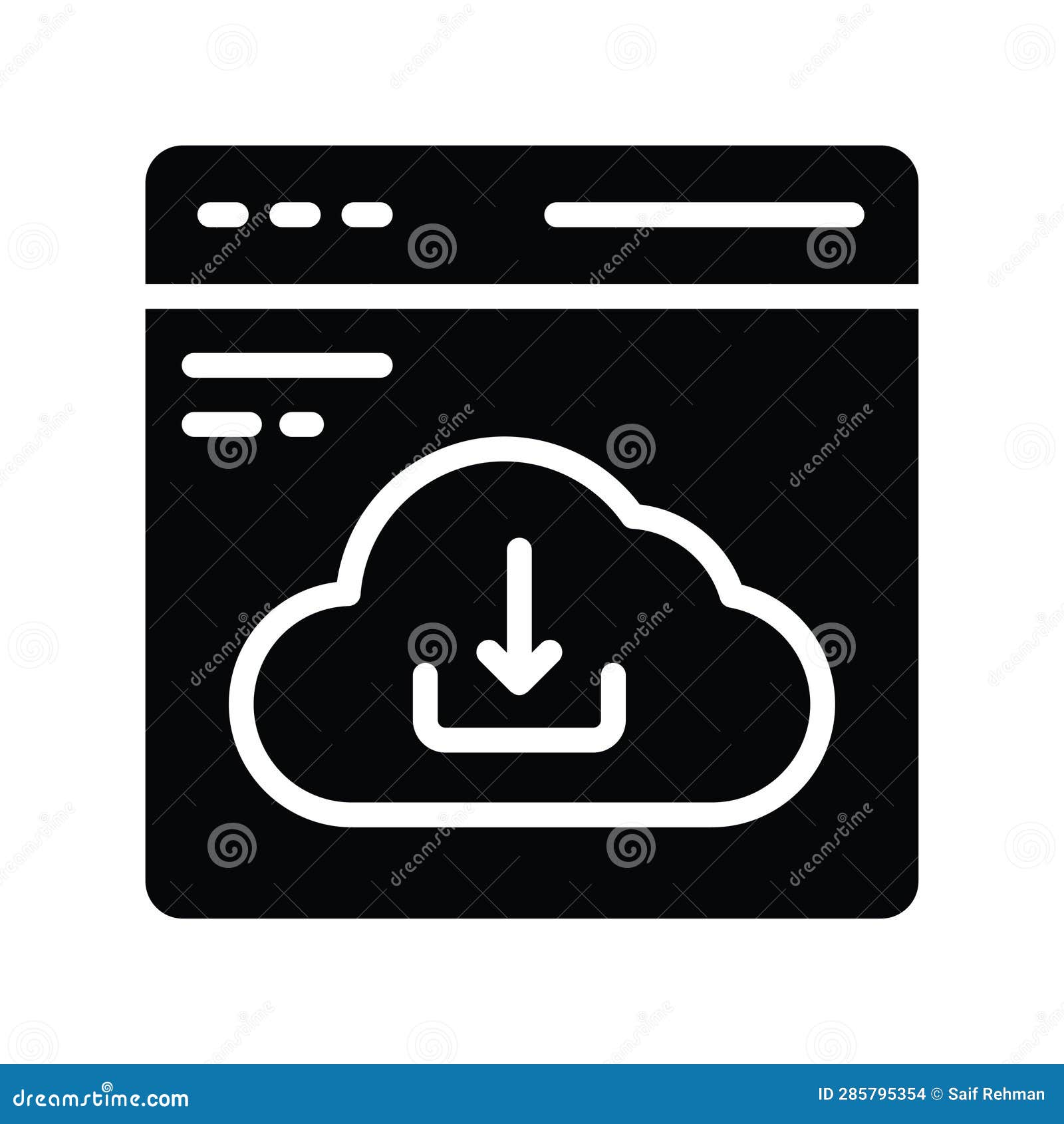 Cloud Download Vector Solid Icon Design Illustration. Cloud Computing Symbol on White Background ...