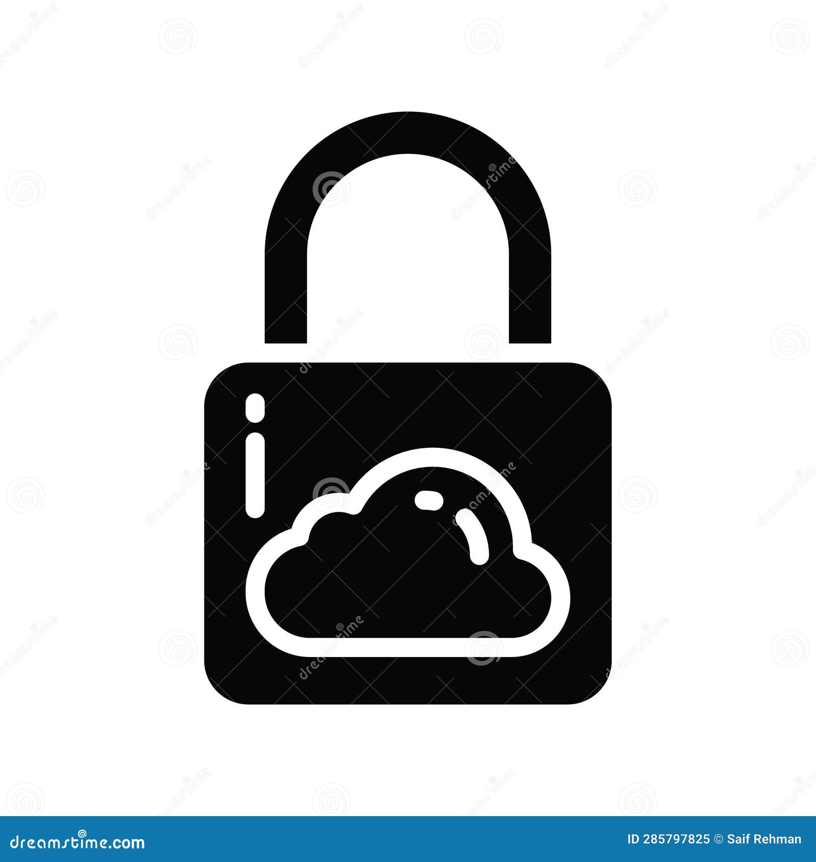 Cloud Lock Vector Solid Icon Design Illustration. Cloud Computing ...