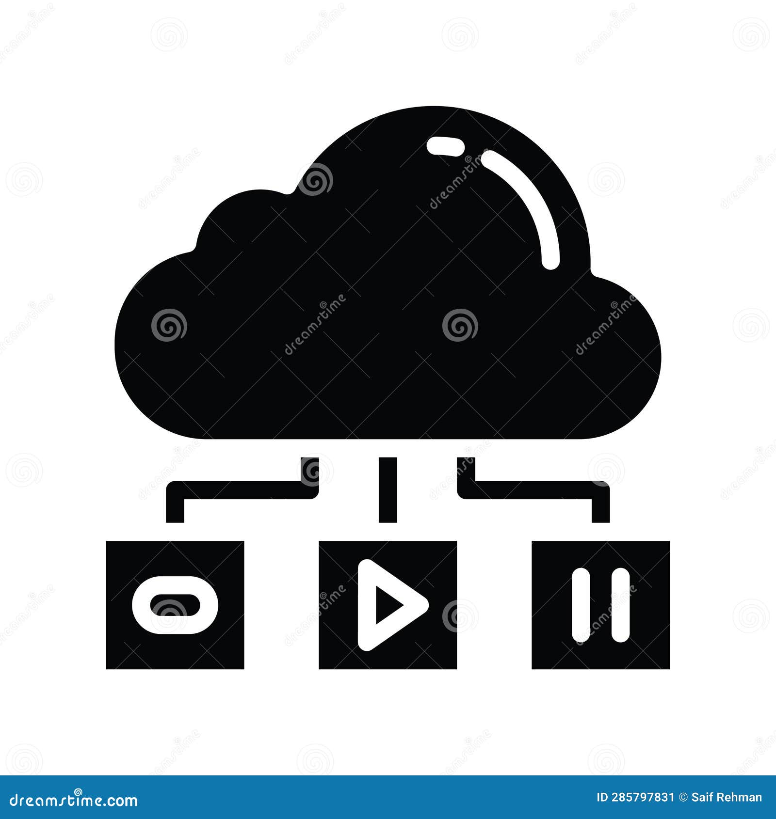 Cloud Media Vector Solid Icon Design Illustration. Cloud Computing ...