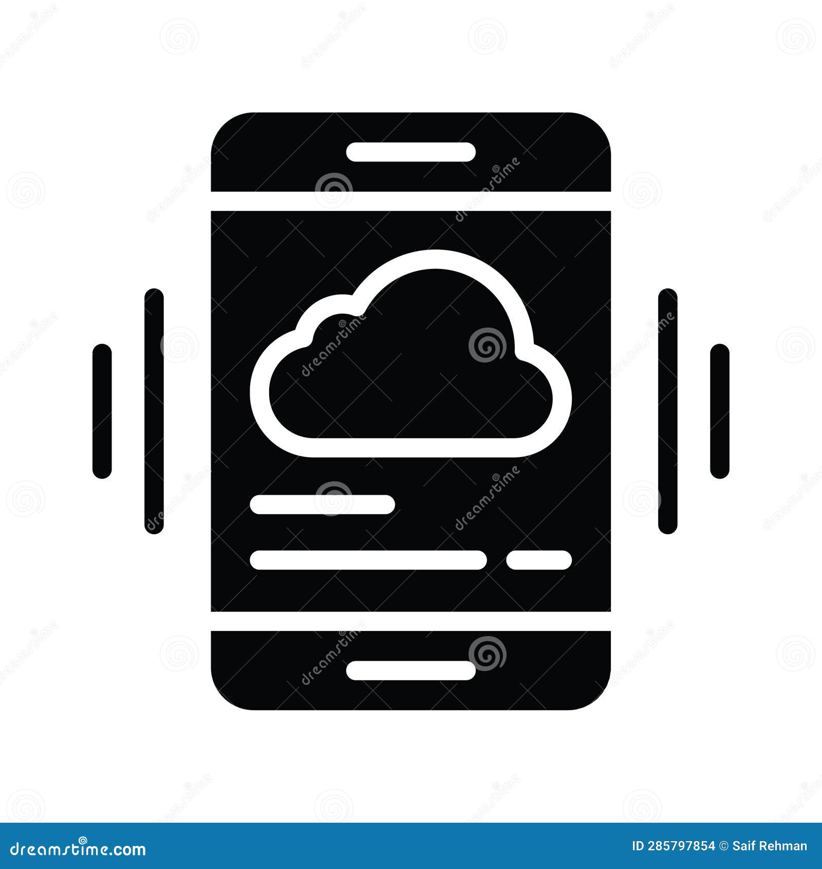 Cloud Phone Vector Solid Icon Design Illustration. Cloud Computing ...