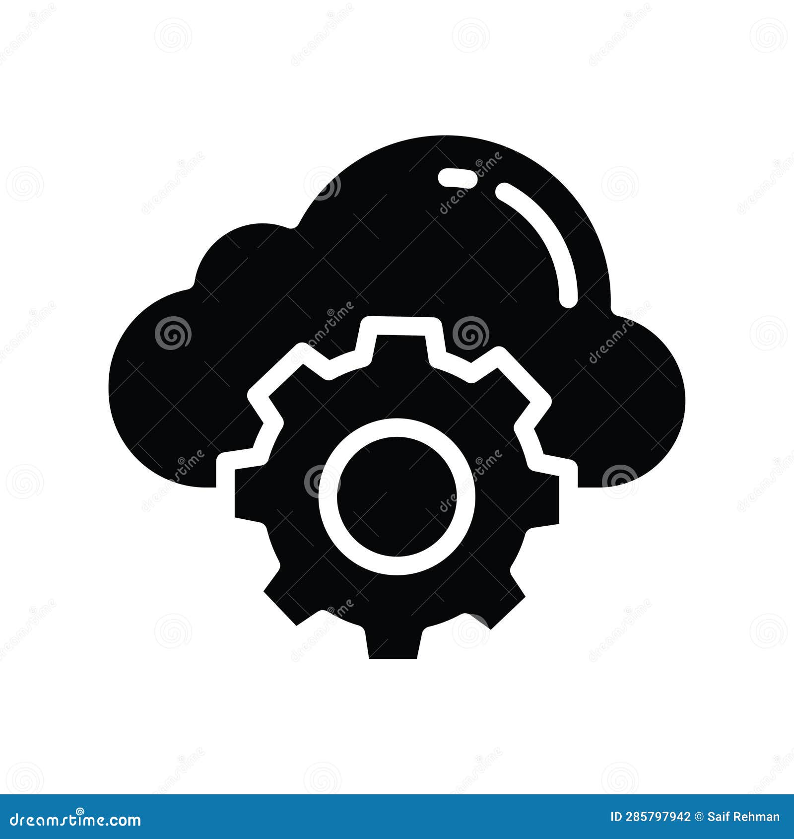 Cloud Settings Vector Solid Icon Design Illustration. Cloud Computing ...