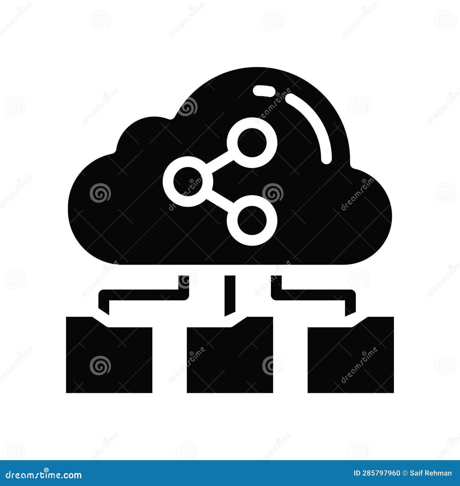 Cloud Share Vector Solid Icon Design Illustration. Cloud Computing Symbol on White Background ...