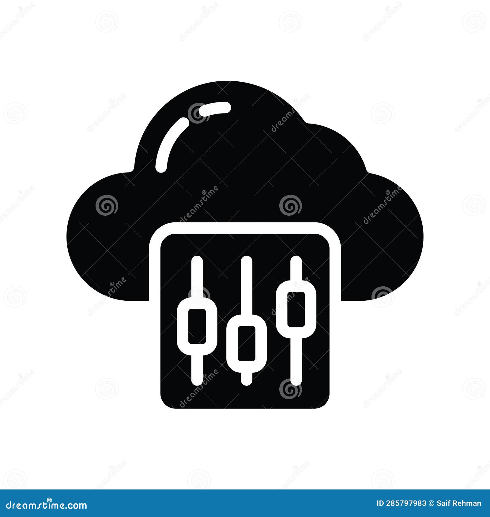 Cloud Sliders Vector Solid Icon Design Illustration. Cloud Computing Symbol on White Background ...