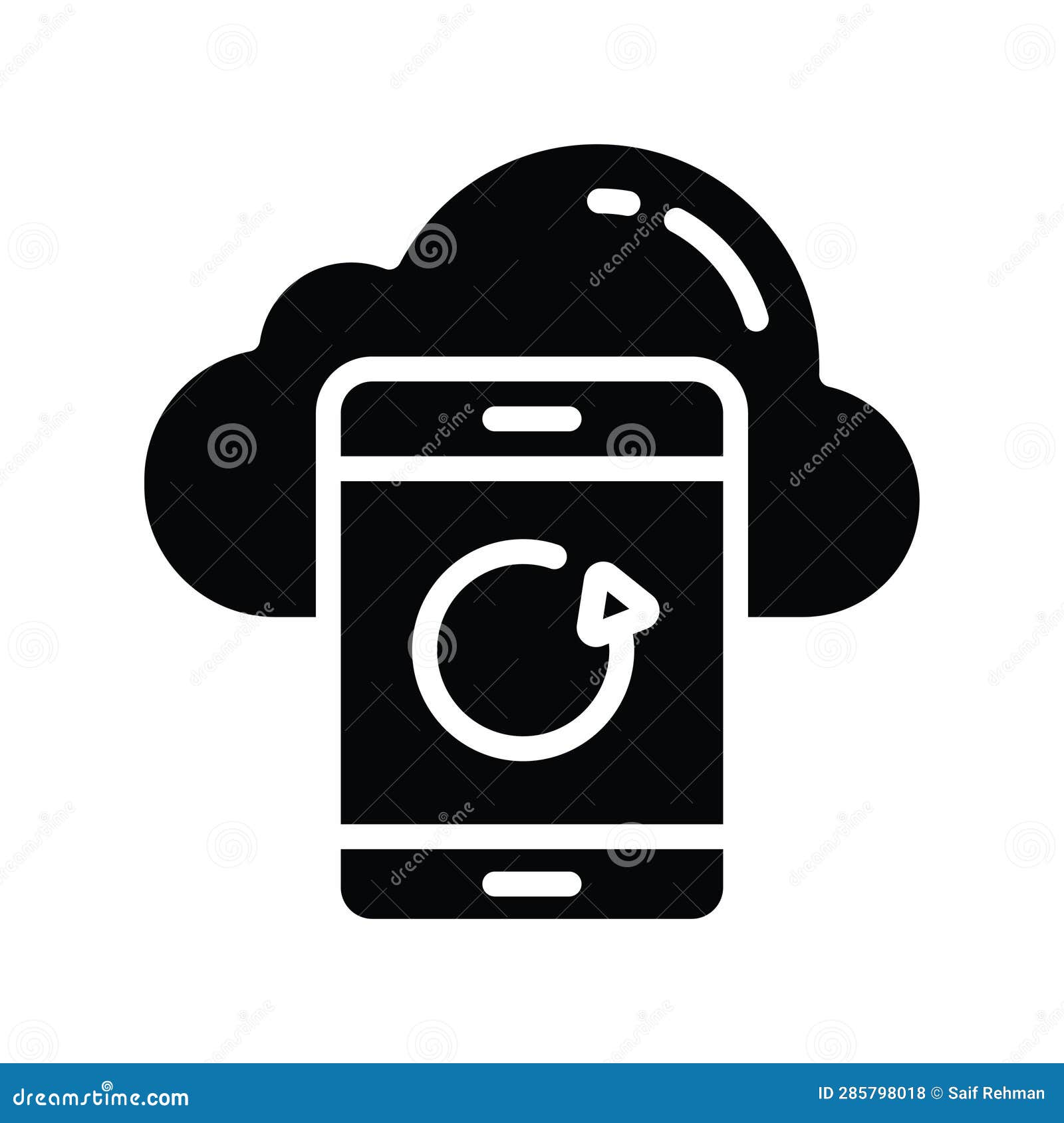 Cloud Syncing Vector Solid Icon Design Illustration. Cloud Computing ...