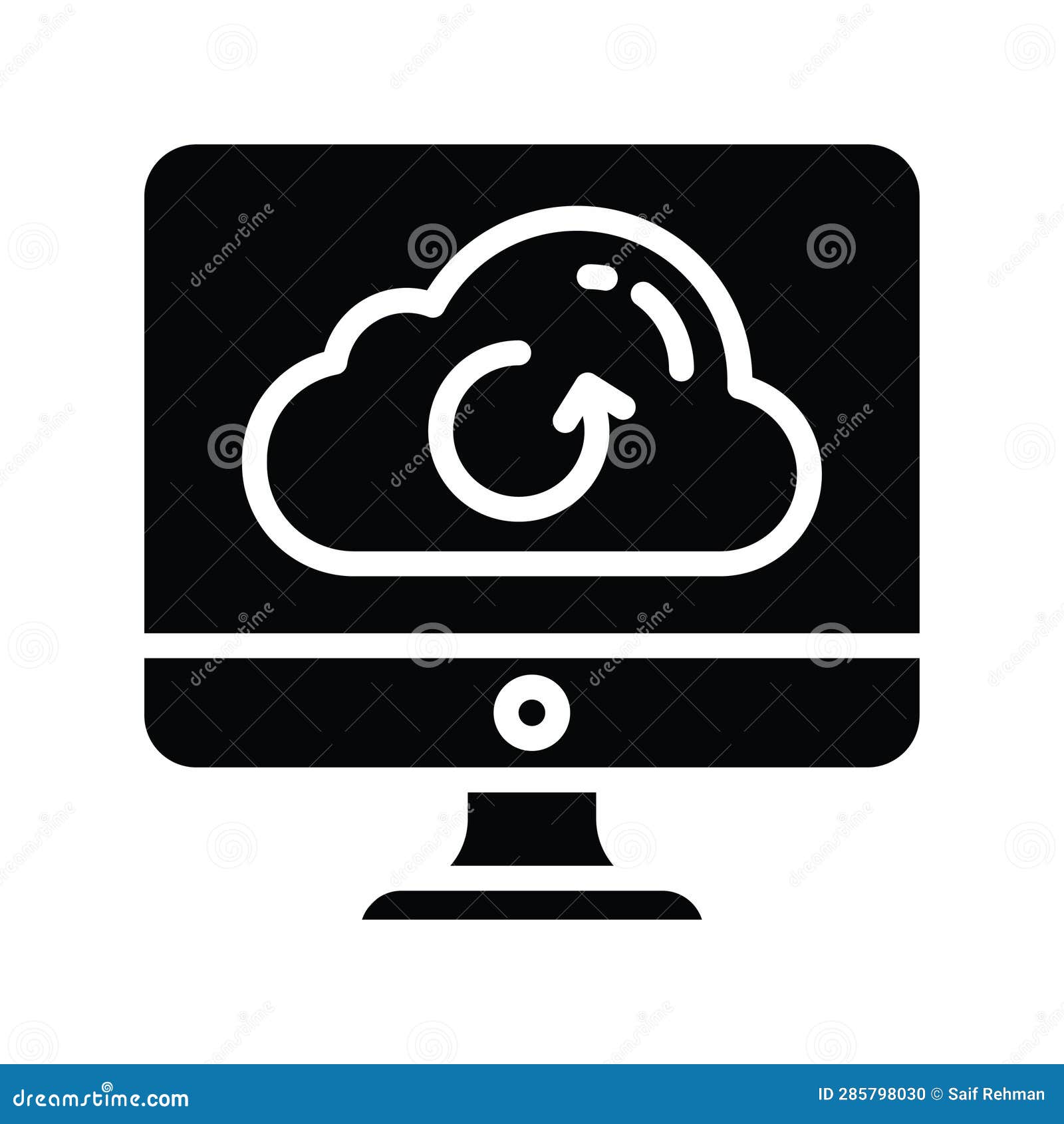 Cloud Syncing Vector Solid Icon Design Illustration. Cloud Computing Symbol on White Background ...