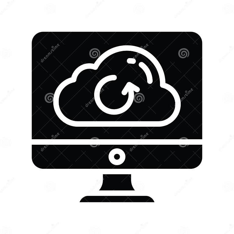 Cloud Syncing Vector Solid Icon Design Illustration. Cloud Computing Symbol on White Background ...