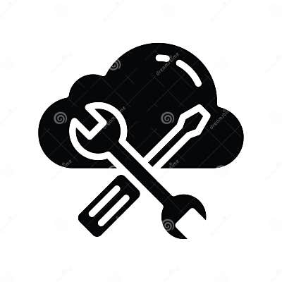 Cloud Tool Vector Solid Icon Design Illustration. Cloud Computing ...