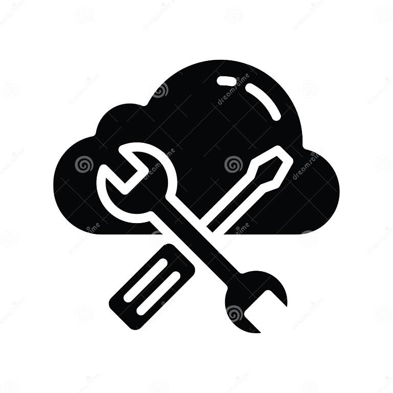 Cloud Tool Vector Solid Icon Design Illustration. Cloud Computing Symbol on White Background EPS ...