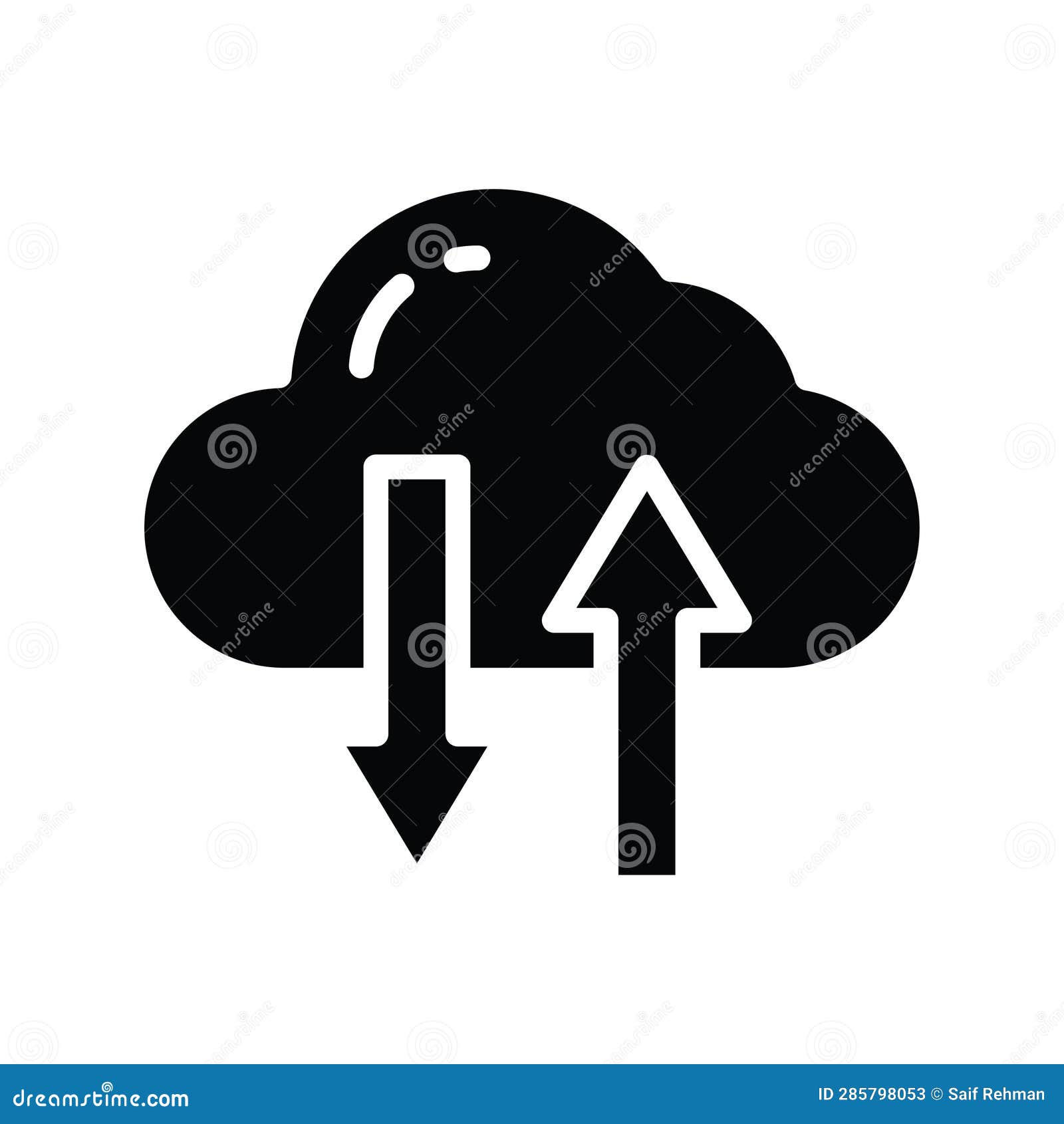 Cloud Transfer Vector Solid Icon Design Illustration. Cloud Computing ...