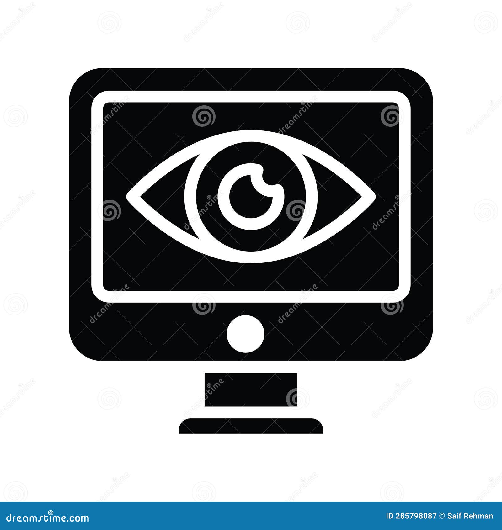 Cyber Monitoring Vector Solid Icon Design Illustration. Cloud Computing ...