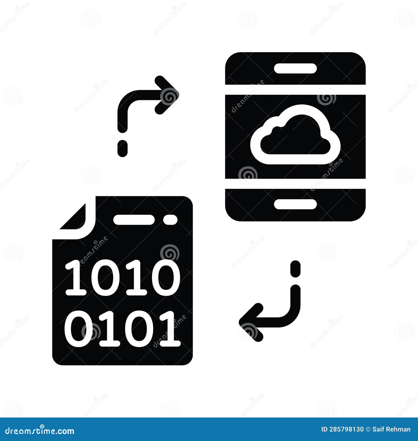 Data Transfer Vector Solid Icon Design Illustration. Cloud Computing Symbol on White Background ...