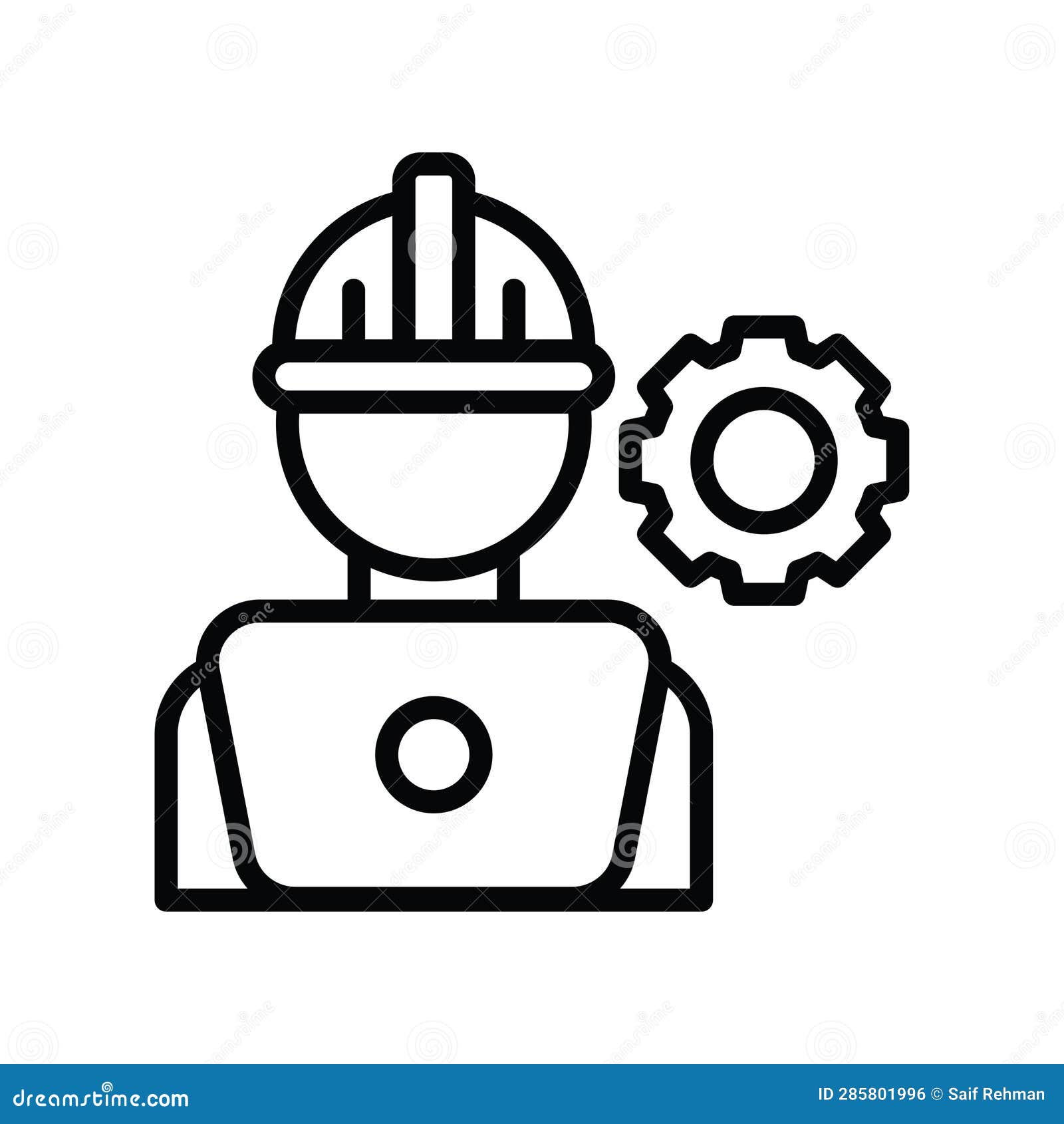 Online Mechanic Vector Outline Icon Design Illustration. Engineering ...