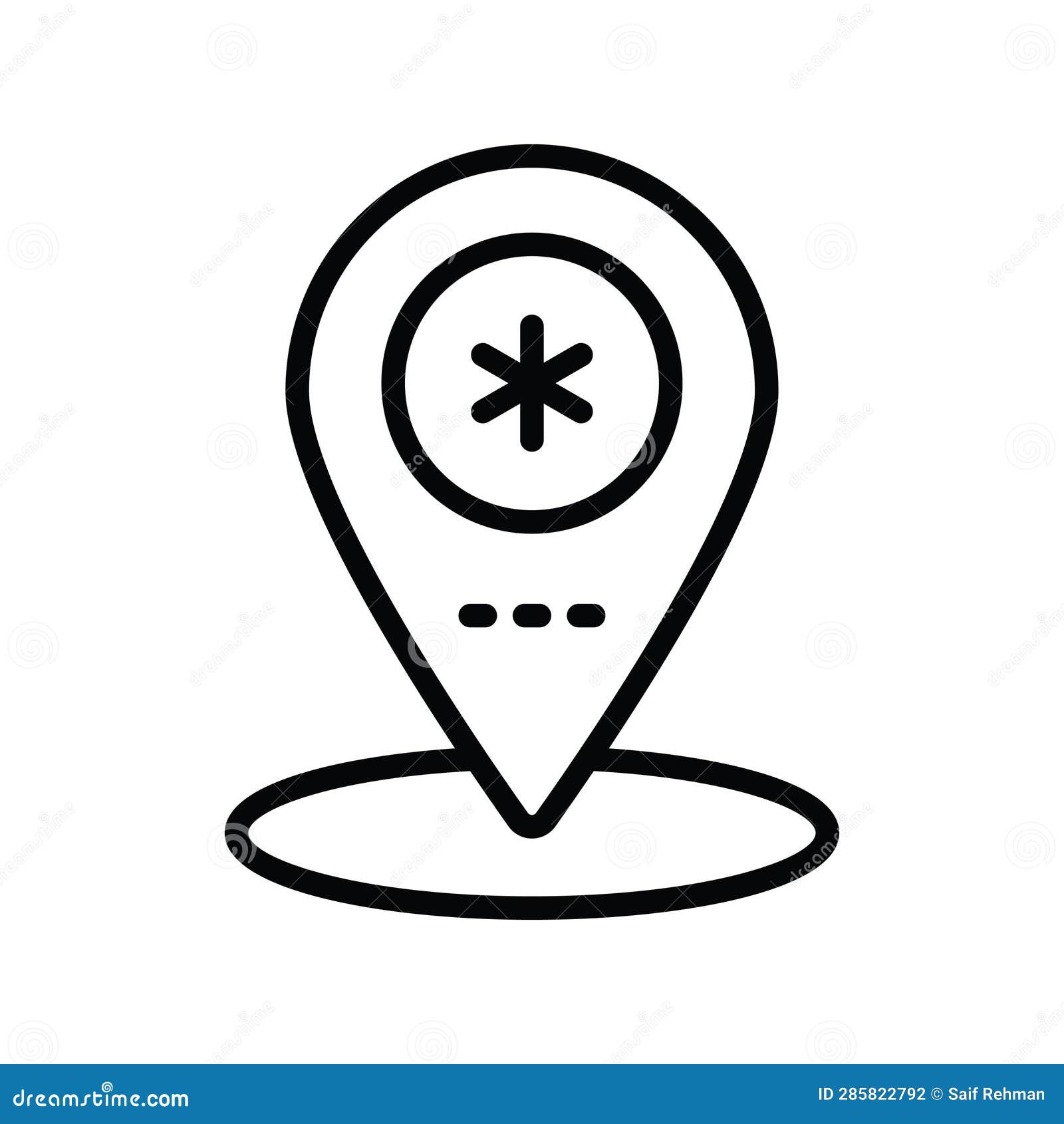 Hospital Location Vector Outline Icon Design Illustration. Medical ...