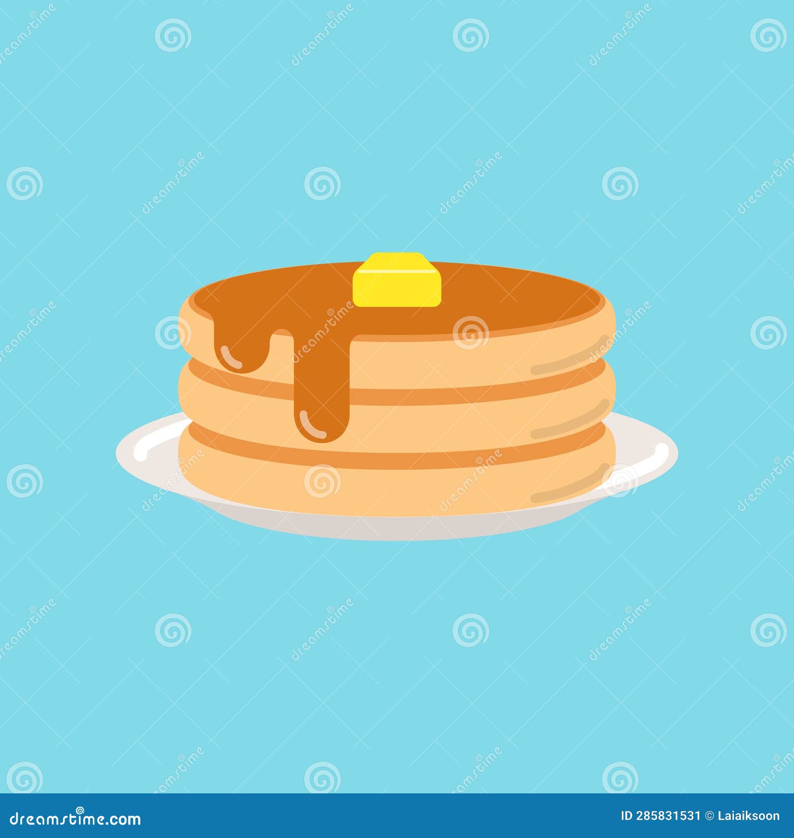 Pancake with Syrup and Butter on Top Icon Stock Vector - Illustration ...