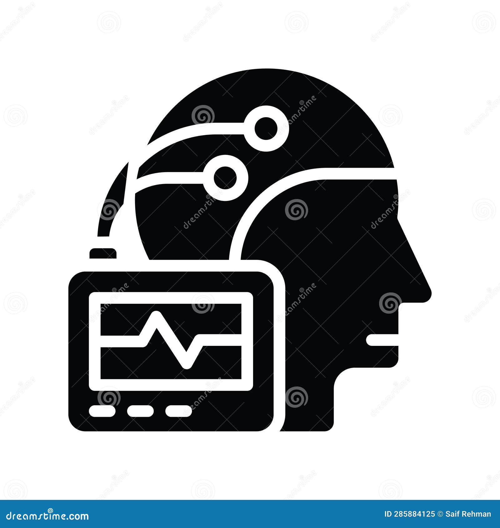 Brain Monitoring Vector Solid Icon Design Illustration. Medical Symbol ...