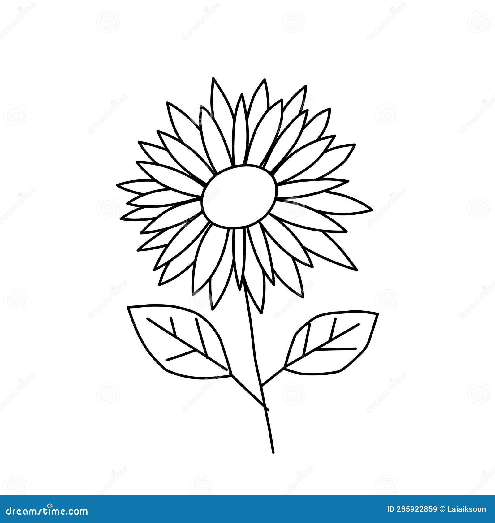 Sunflower Doodle Art Vector Design With Line Art Coloring Page And ...