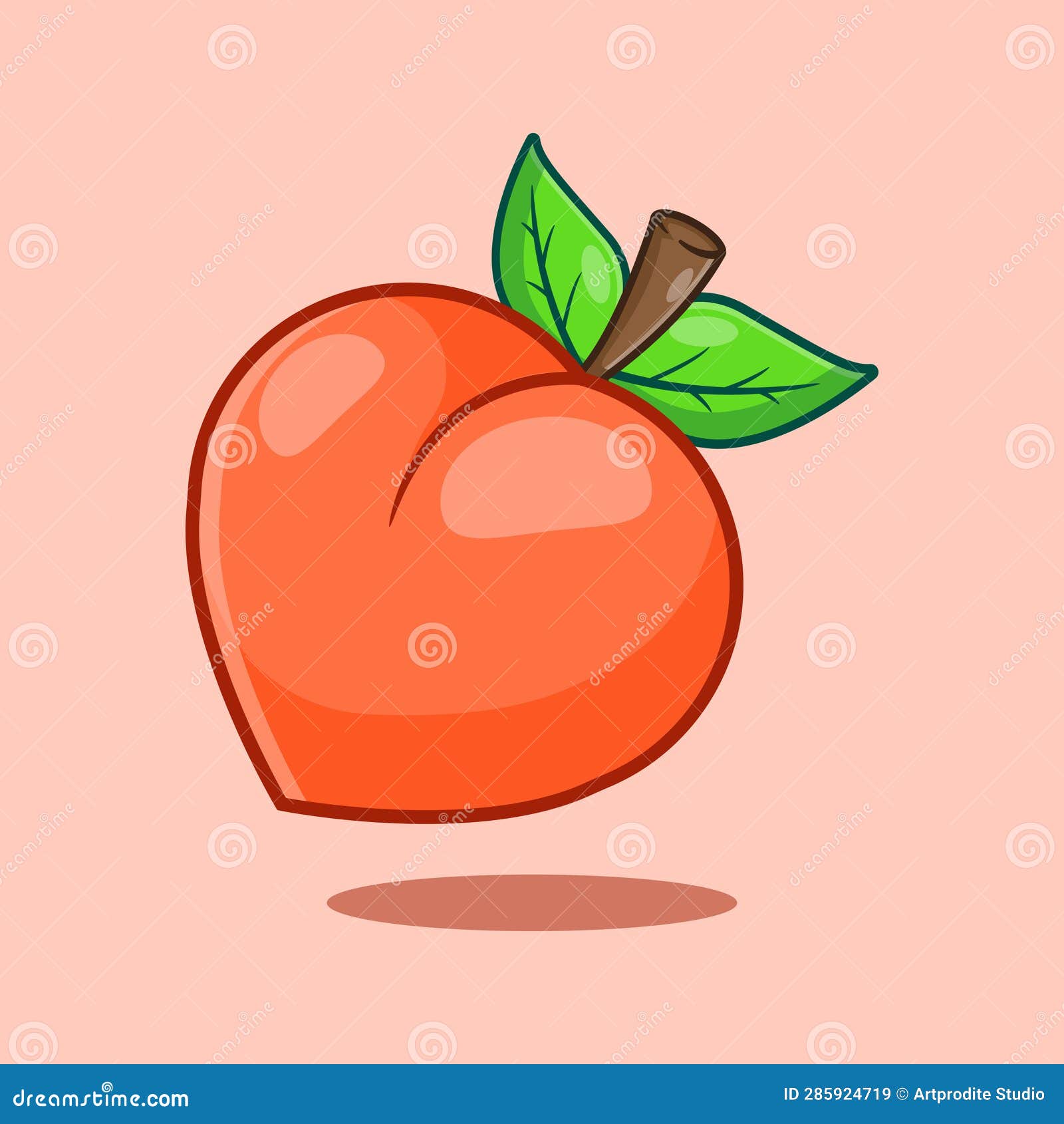 Peach Fruit Cartoon Vector Illustration. Stock Vector - Illustration of ...