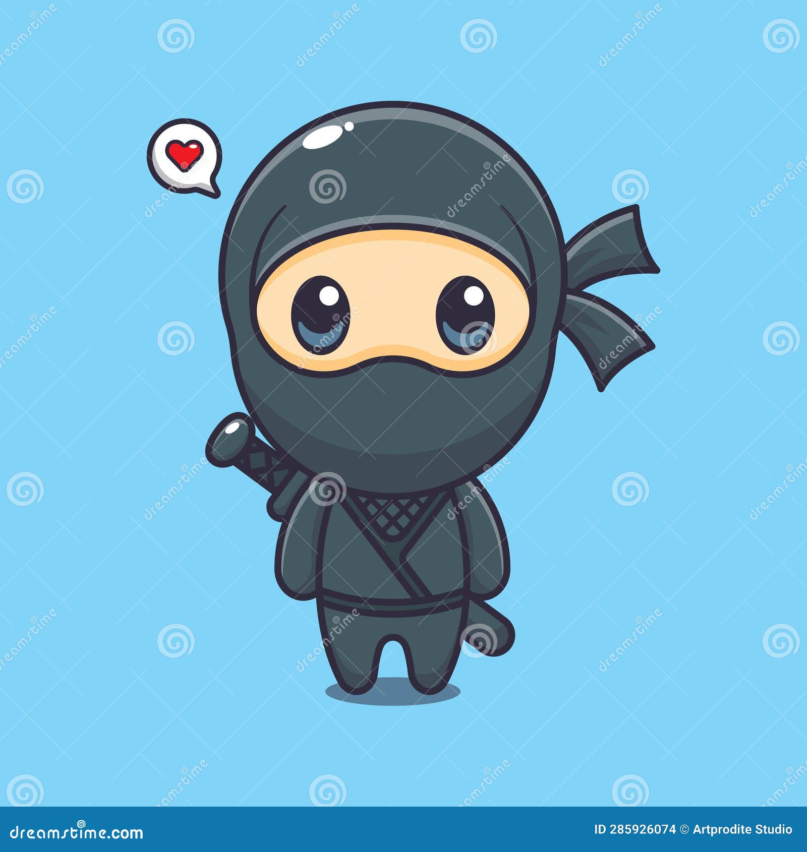 Cute Ninja Mascot Character Cartoon Vector Illustration. Stock Vector ...