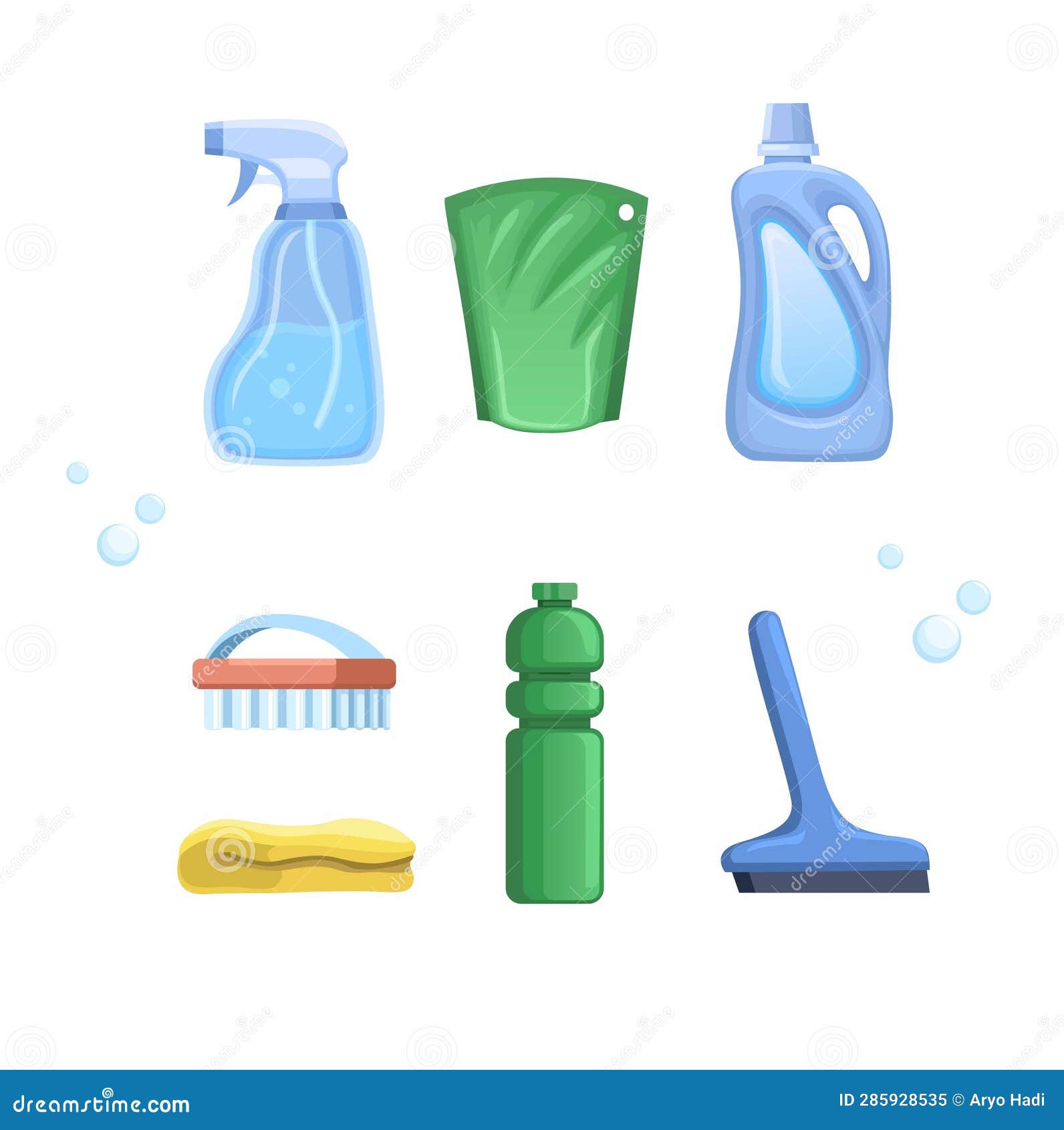 Cleaner Product and Tools Collection Set Cartoon Illustration Vector ...