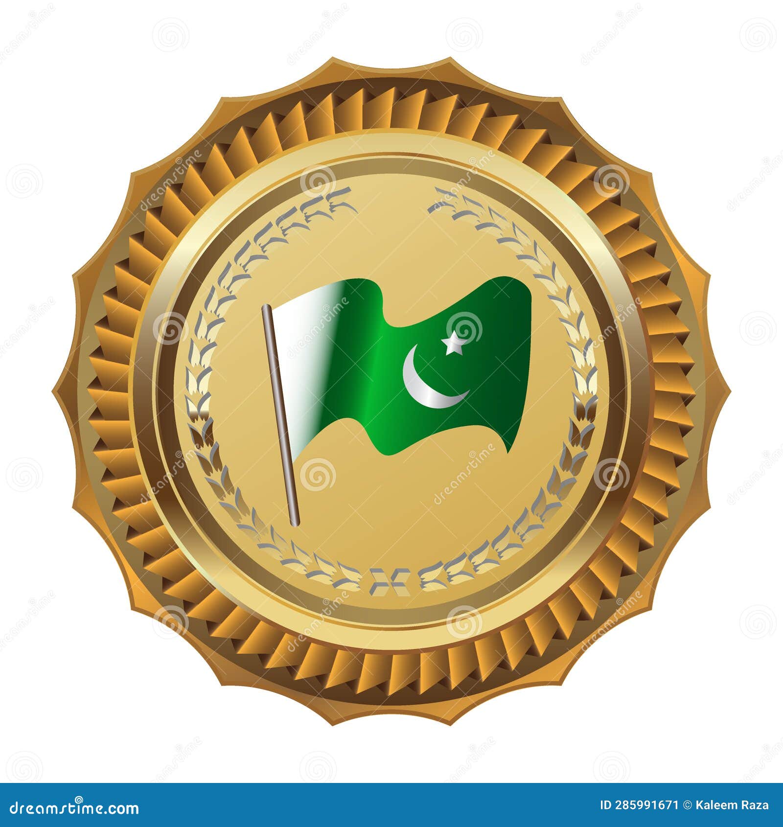 Gold Medal Badge for Pakistan Stock Vector - Illustration of label ...