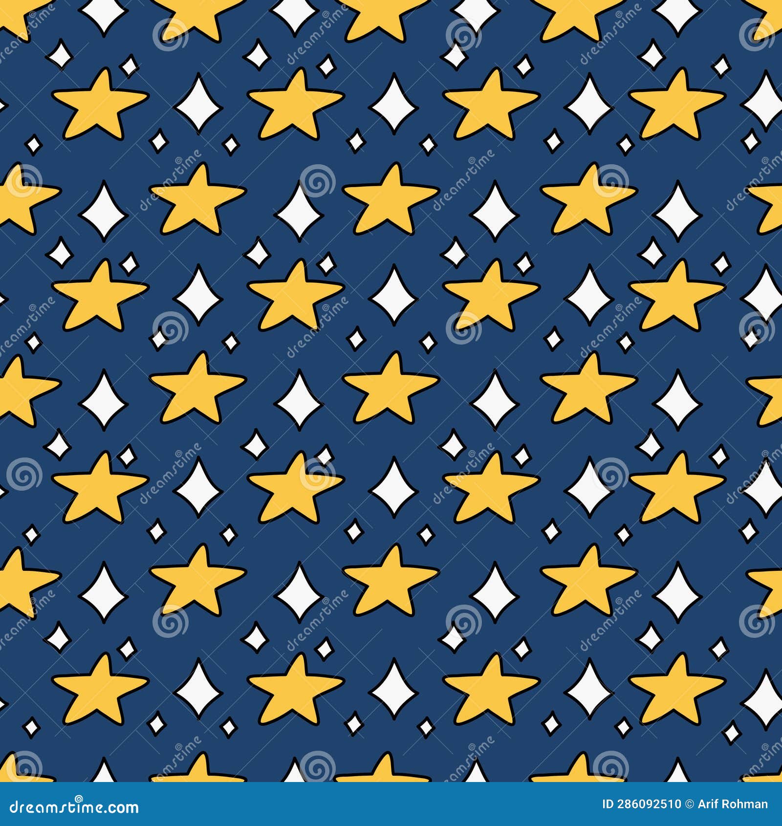 Yellow Stars Pattern Seamless Background Design. Stock Vector ...