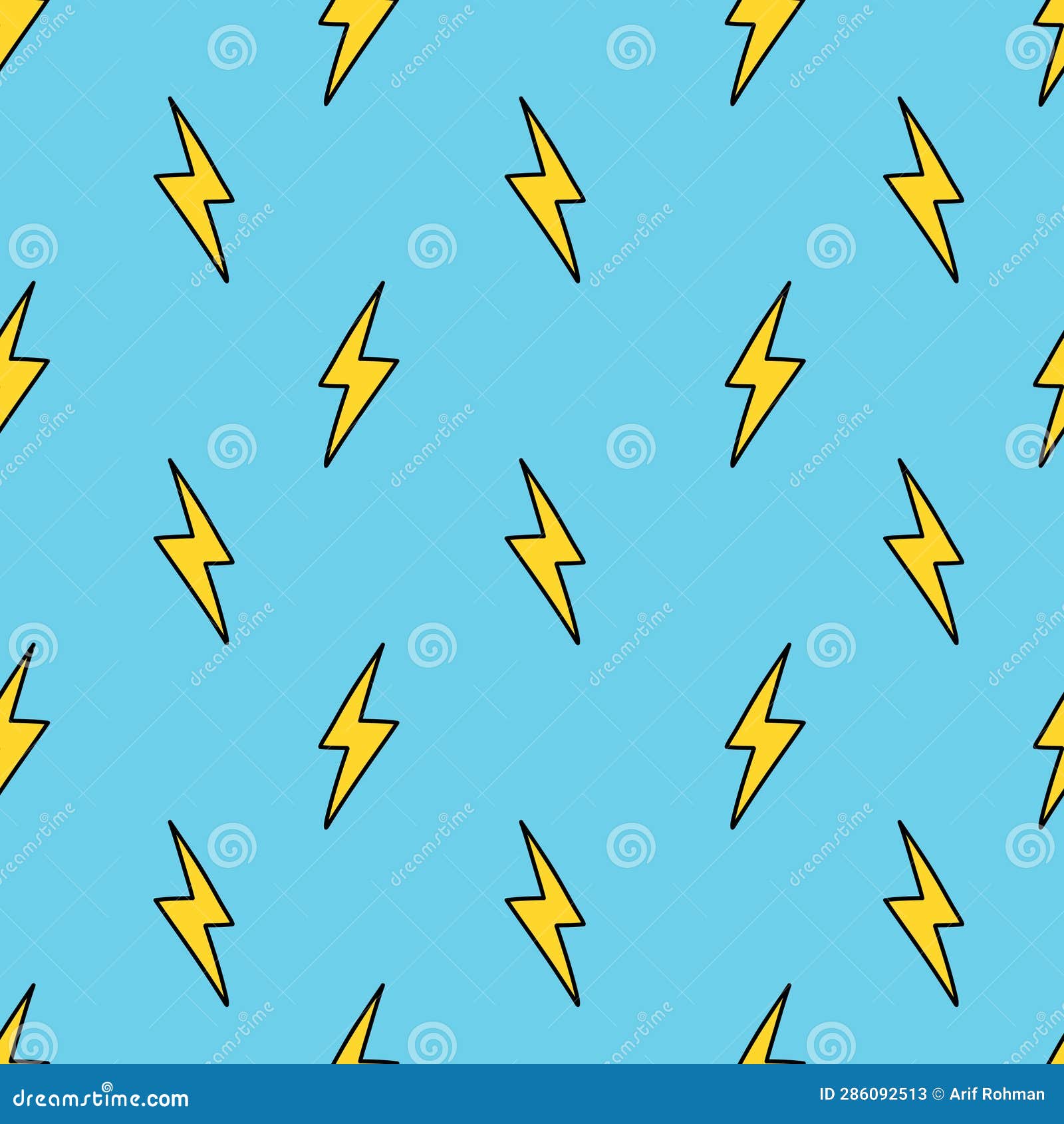 Yellow Thunder Pattern Seamless Design. Stock Vector - Illustration of ...