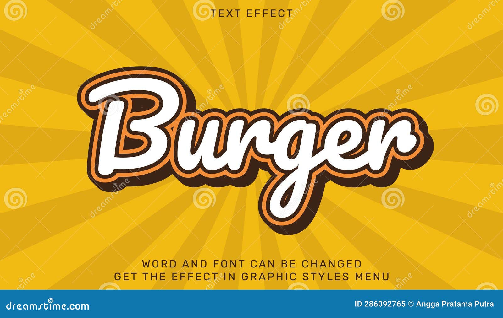 Burger Text Effect Template in 3d Design Stock Vector - Illustration of ...