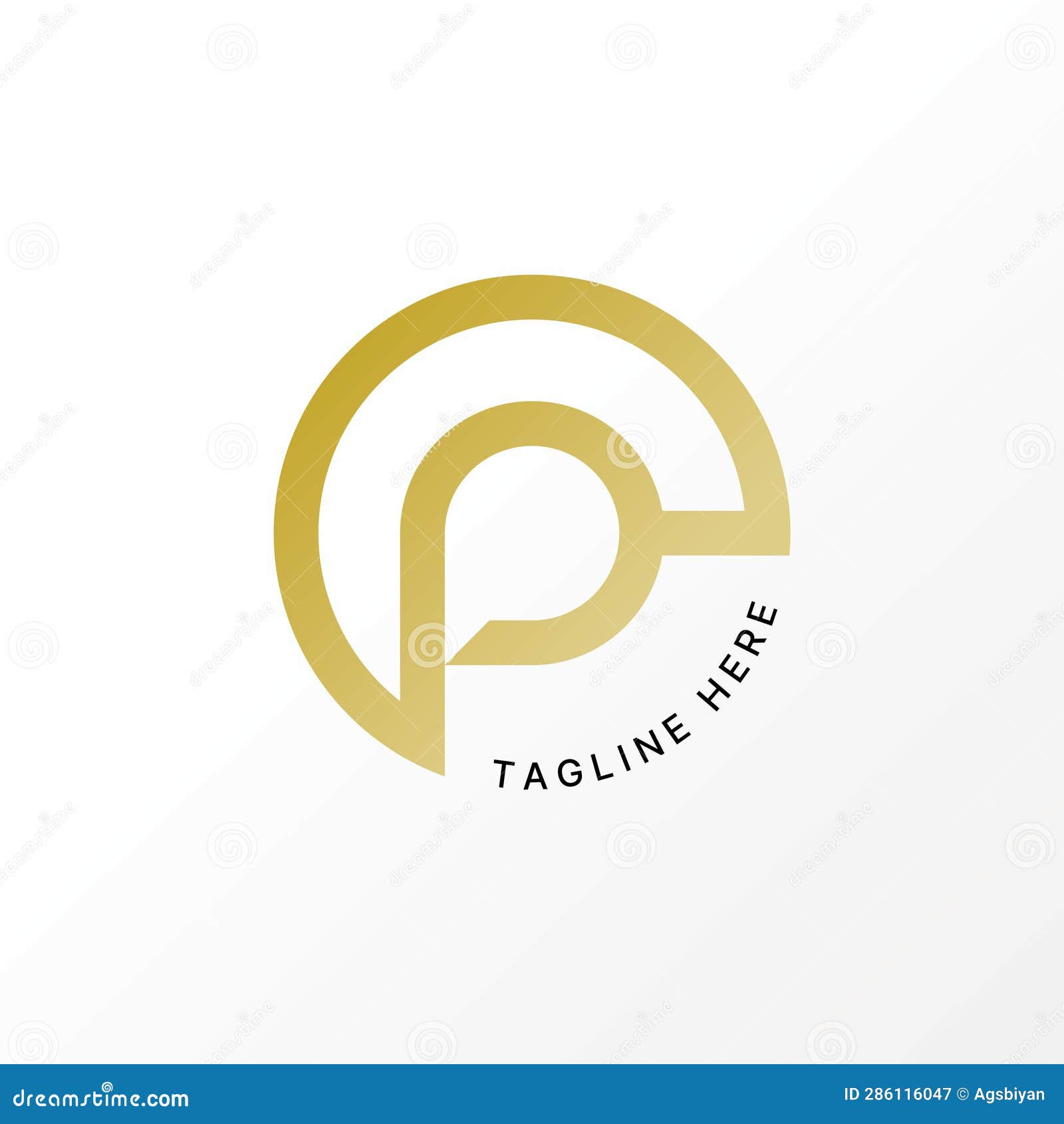 Sign Letter P or PC Font with Circle Line. Related To Monogram ...
