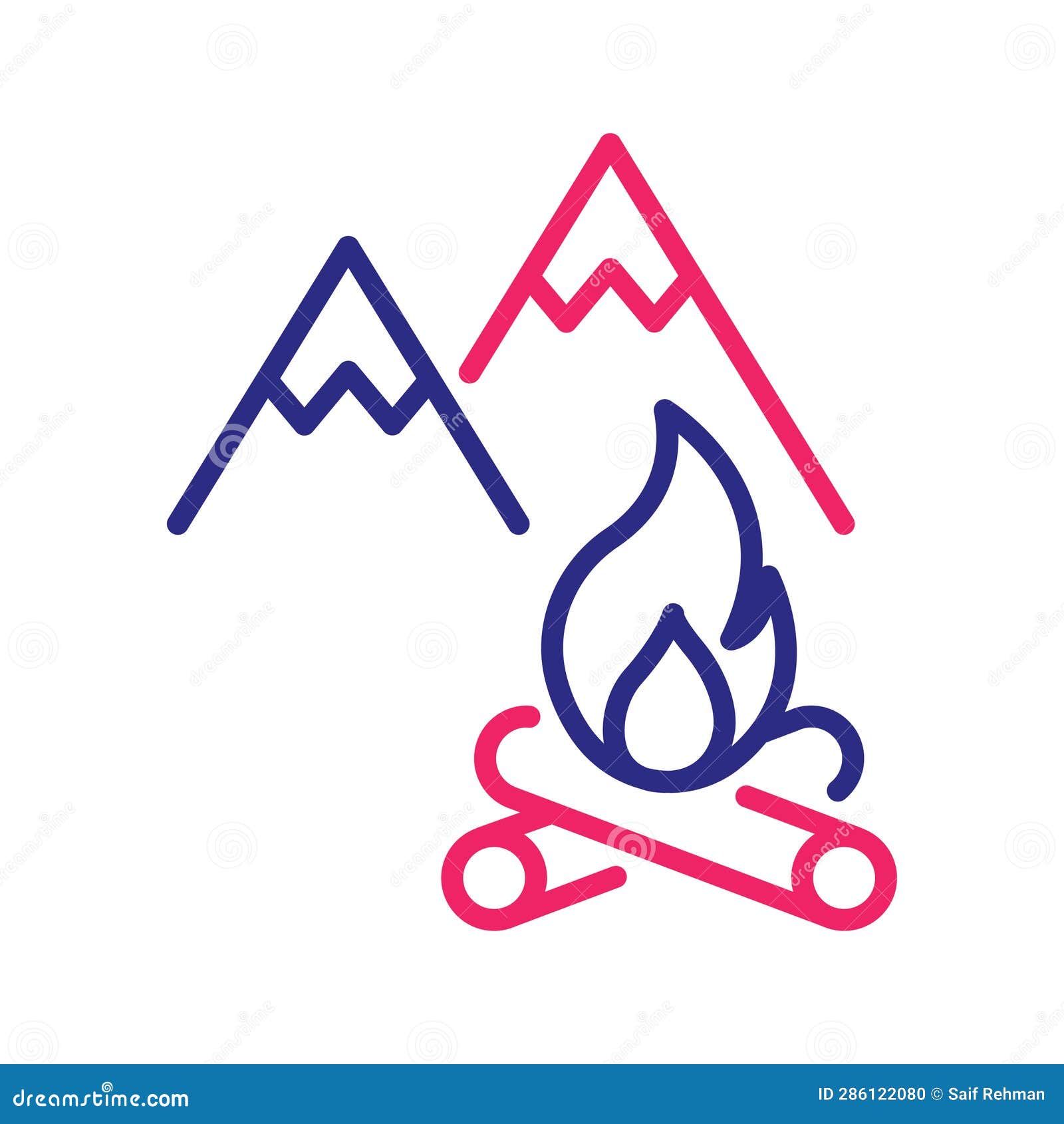 Campfire Cooking Vector Two Color Outline Icon Style Illustration. EPS ...