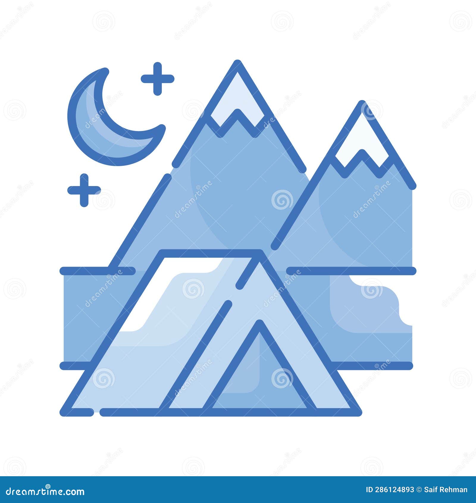 Beach Camping Vector Blue Series Icon Style Illustration. EPS 10 File ...