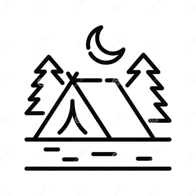 Campsite Vector Outline Icon Style Illustration. EPS 10 File Stock ...