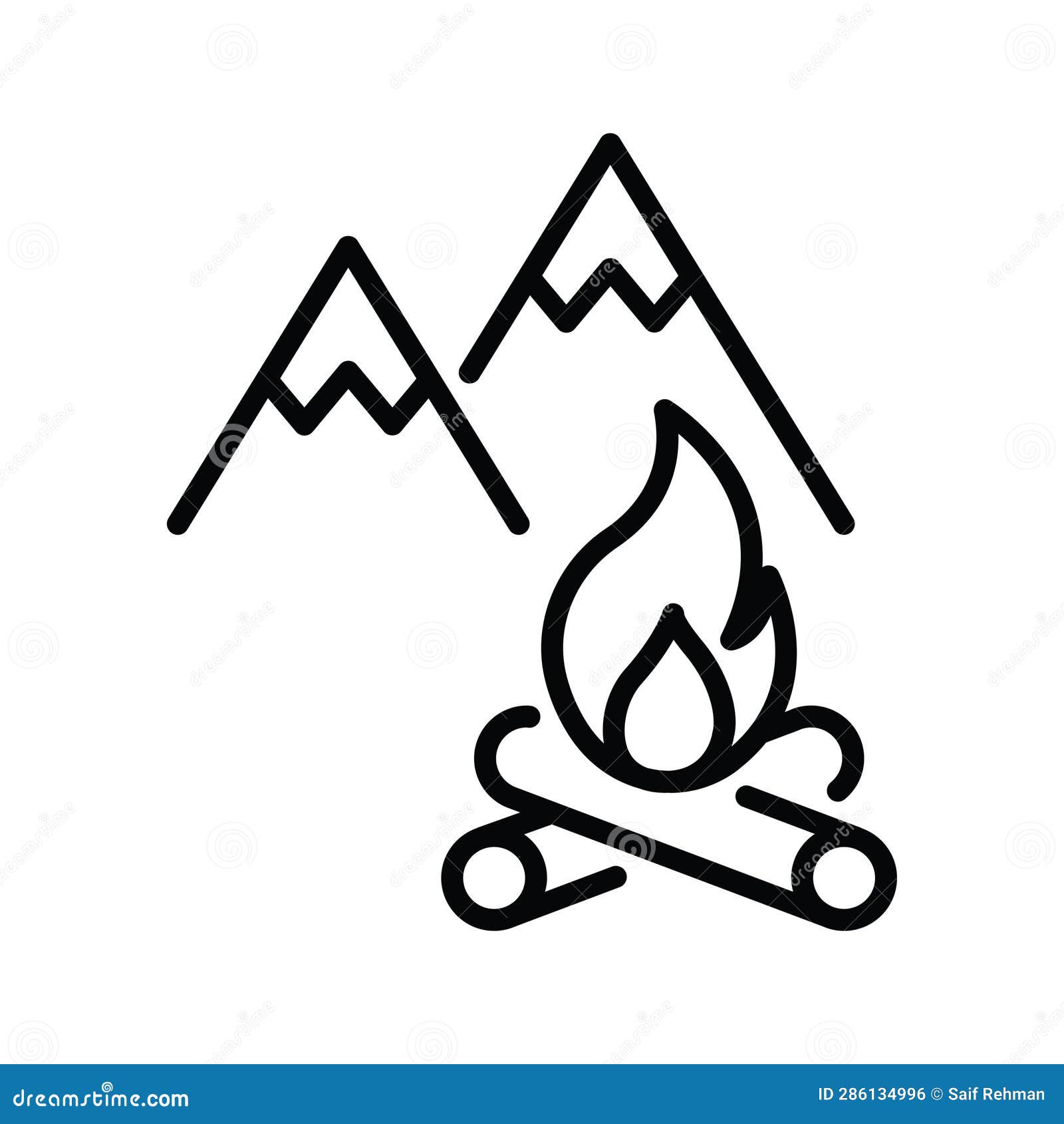 Campfire Cooking Vector Outline Icon Style Illustration. EPS 10 File ...