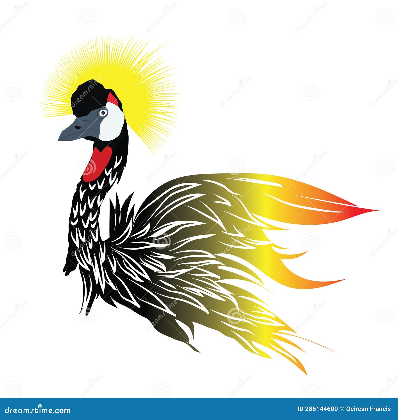 Crested Crane Bird stock illustration. Illustration of national - 286144600